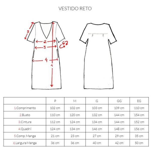 Guia de medidas – Vestido Reto – EmeElle