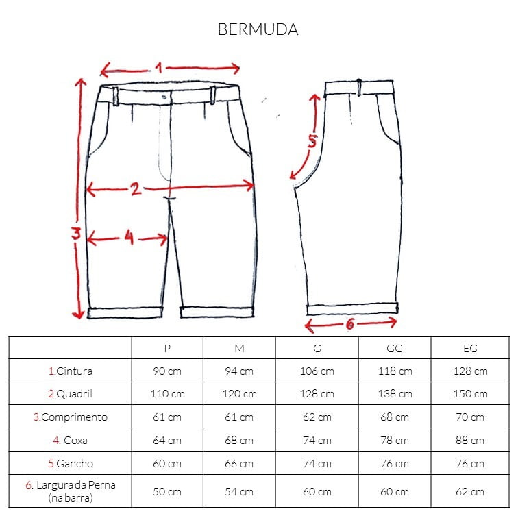 Guia de medidas – Bermuda – EmeElle