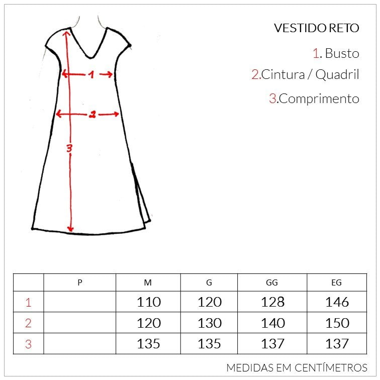 Guia de medidas – Vestido Reto – EmeElle